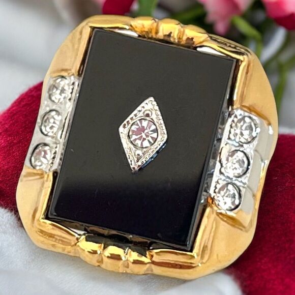 Vintage | Jewelry | Vintage Uncas Ring Size 7 Black Onyx 4k Gold Plate ...